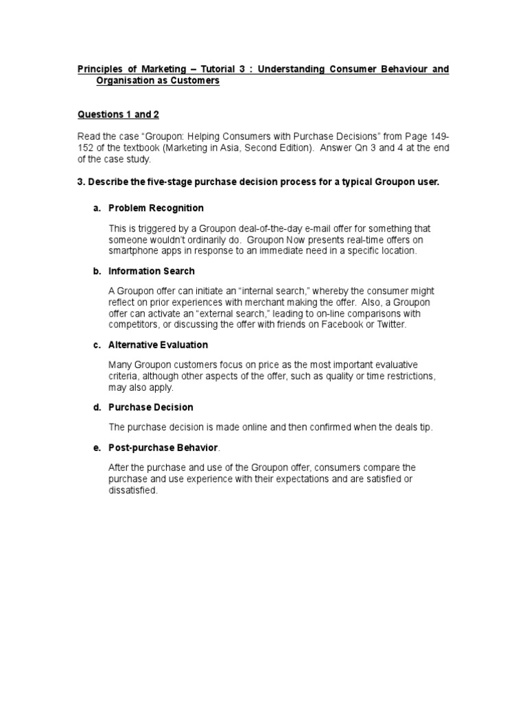 PMKT Tutorial 3 Questions Oct 14 - 15 | PDF | Blog | Behavior