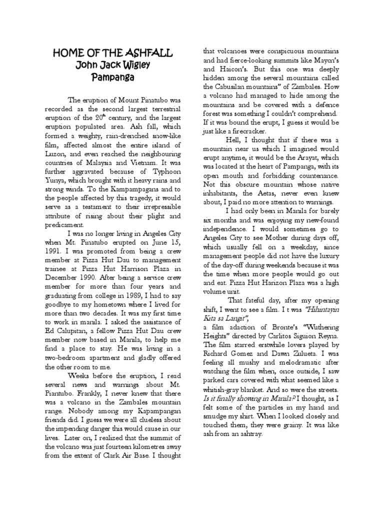 Home of The Ashfall | PDF | Volcanic Eruption | Disaster And Accident