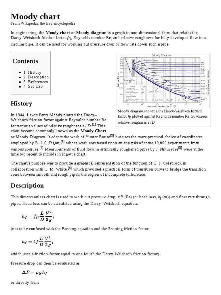 Moody Chart PDF | PDF | Motion (Physics) | Classical Mechanics
