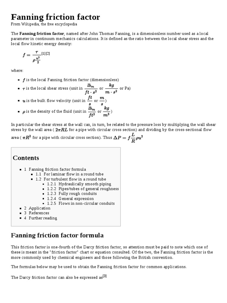 Fanning Friction Factor PDF | PDF | Reynolds Number | Gases