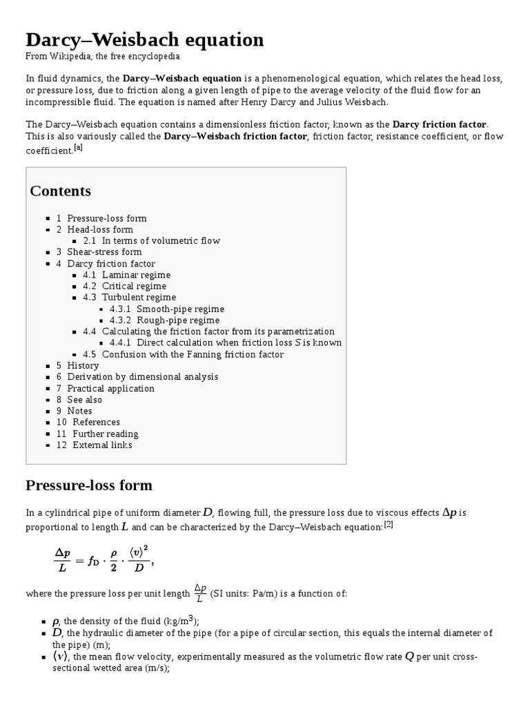Darcy–Weisbach Equation | Reynolds Number | Fluid Dynamics