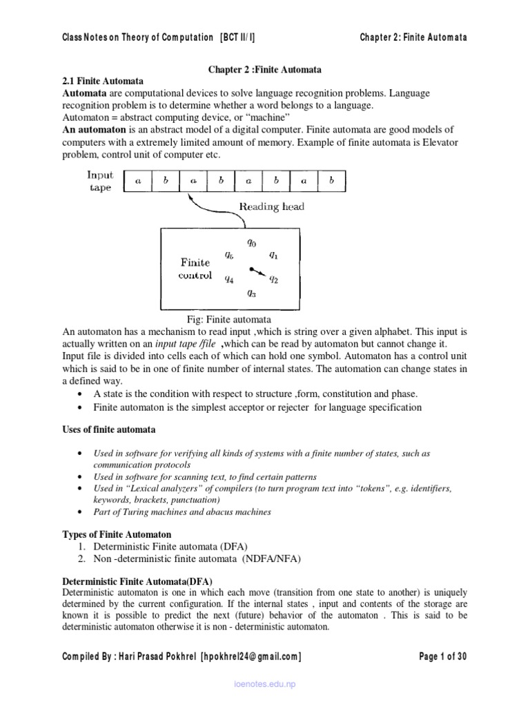 Chapter2 Finite Automata | PDF | Regular Expression | Computer Science