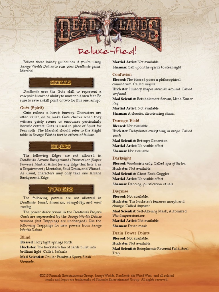 Deadlands Deluxified 2013 | PDF | Shamanism