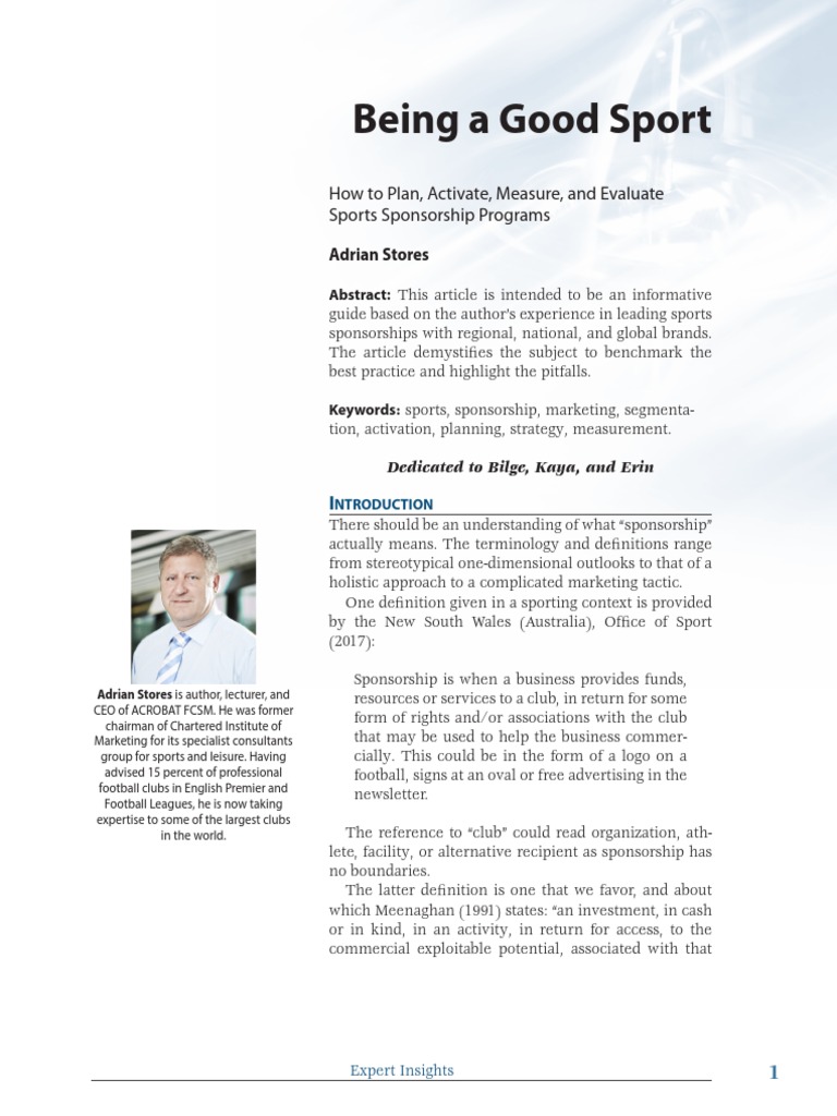 Being A Good Sport: How To Plan, Activate, Measure, and Evaluate Sports ...