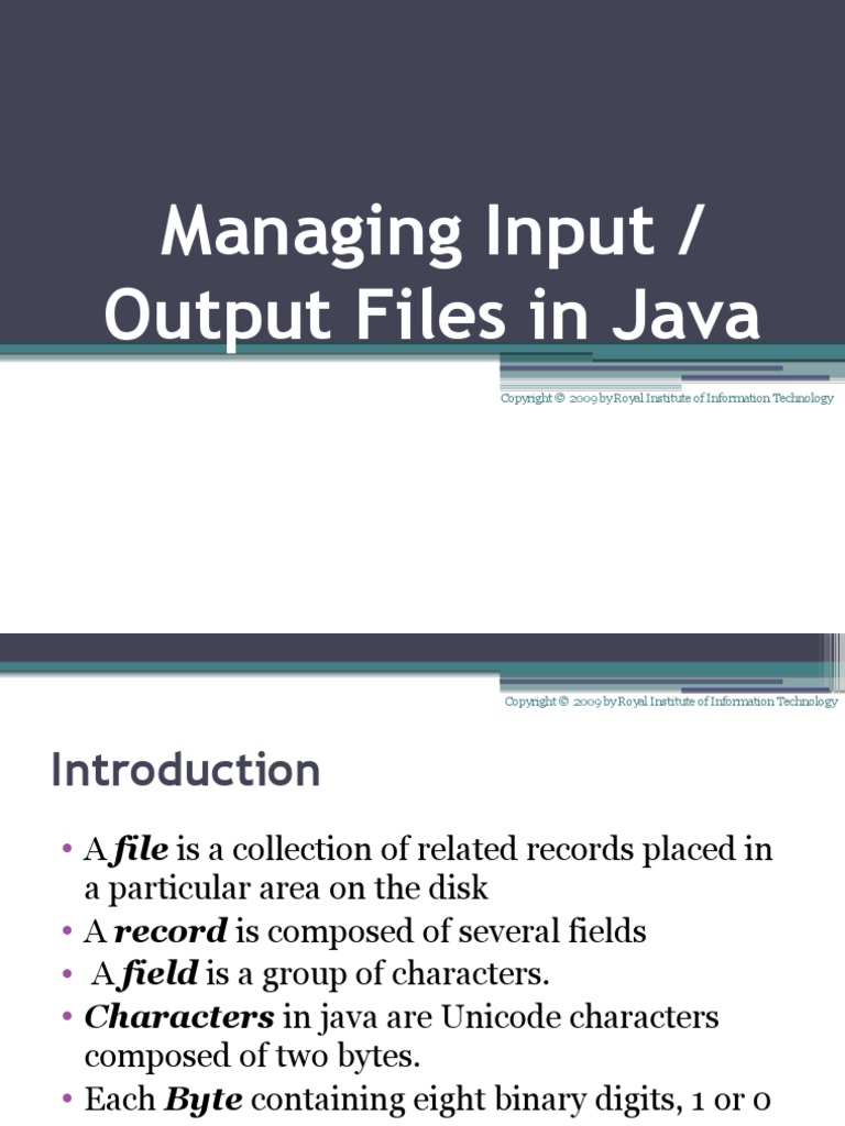 Managing Input / Output Files in Java | PDF | Class (Computer Programming) | Computer Data