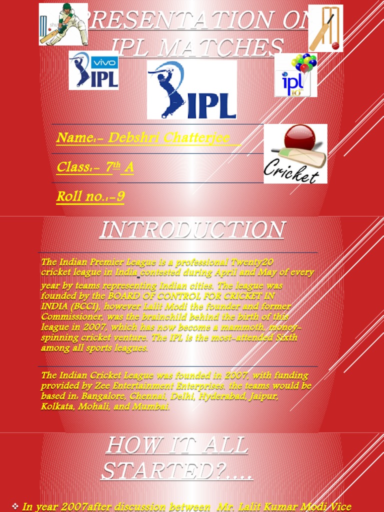 Presentation On IPL Matches | Download Free PDF | Team Sports | Ball ...