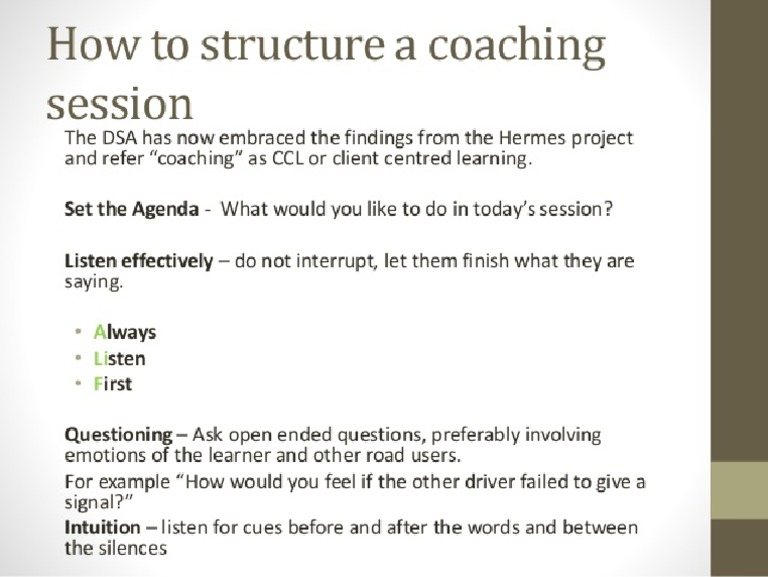 How To Structure Coaching Sesion | PDF