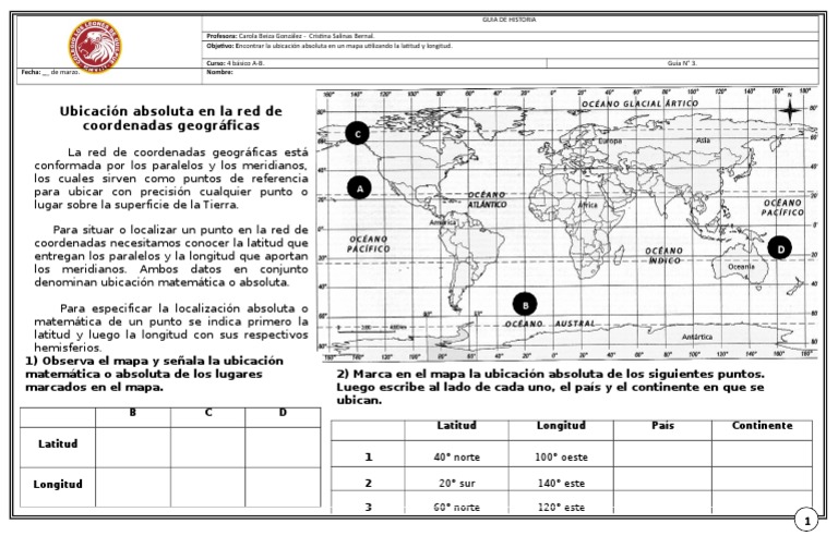 GUÍA N°3 Ubicación Absoluta en La Red de Coordenadas | PDF | Mapa ...
