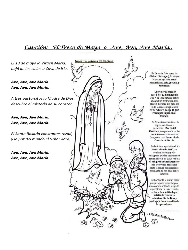 Canción A La Virgen María - Fátima - EL 13 de Mayo - Ave María | PDF
