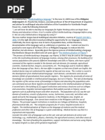 The Intellectualization of Filipino | PDF | Tagalog Language | Philippines