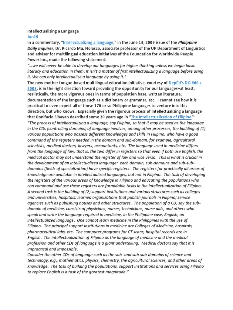 Intellectualizing A Language | PDF | English Language | Medicine