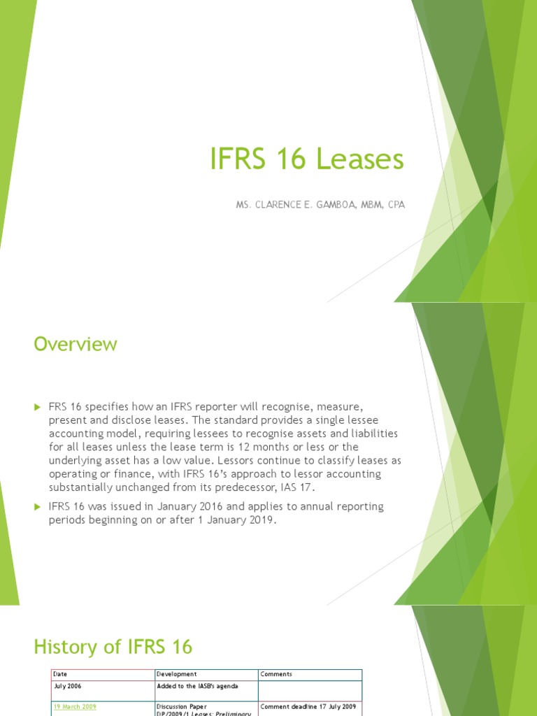IFRS 16 Leases | Lease | International Financial Reporting Standards