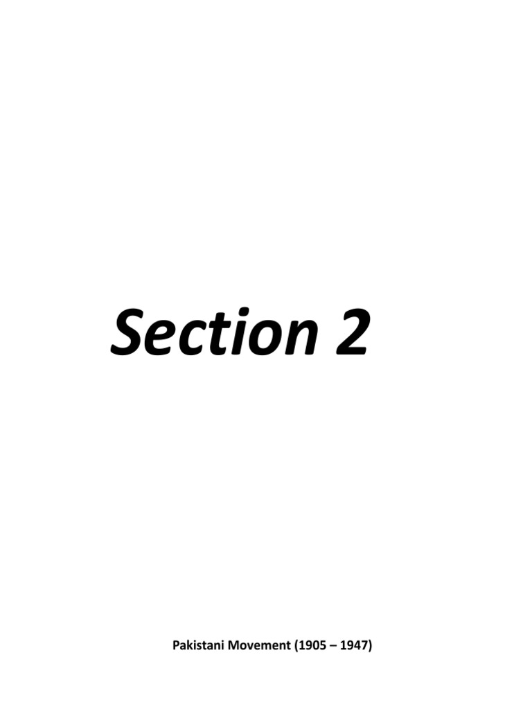 History and Culture of Pakistan Section 2 | PDF | Pakistan Movement ...