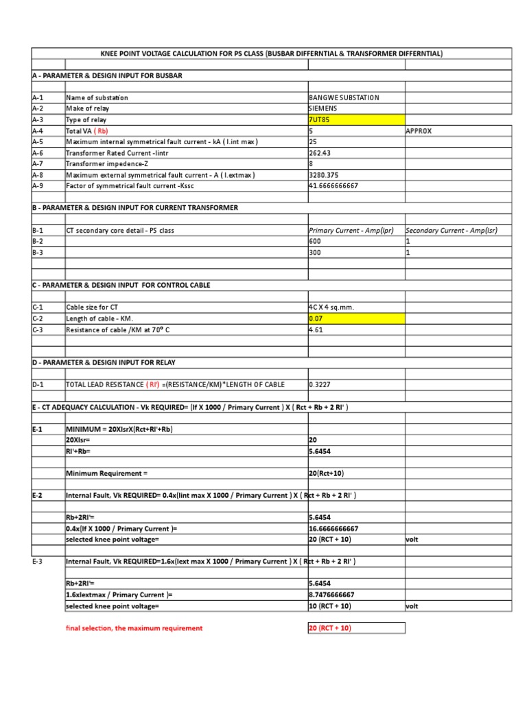 CT and Transformer Sizing Calculations | PDF | Electrical Equipment ...