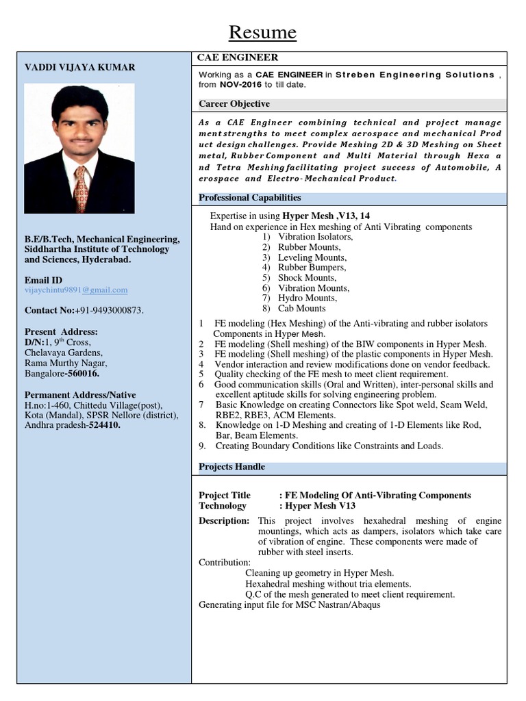 Vijay Resume | PDF | Computer Aided Design | Mechanical Engineering