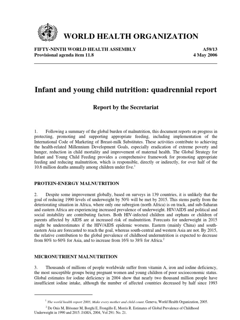 WHO - Infant and Young Child Nutrition | PDF | Malnutrition | Breastfeeding