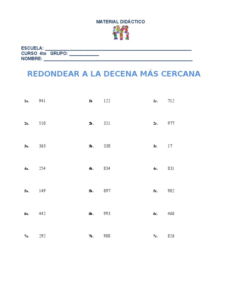 Mat - Redondear A La Decena Más Cercana | PDF | Crecimiento personal y ...