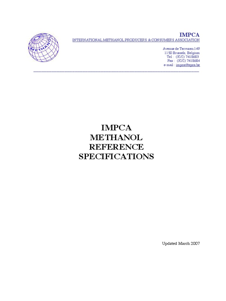 IMPCA Methanol Reference Specifications: A Comprehensive Guide to ...
