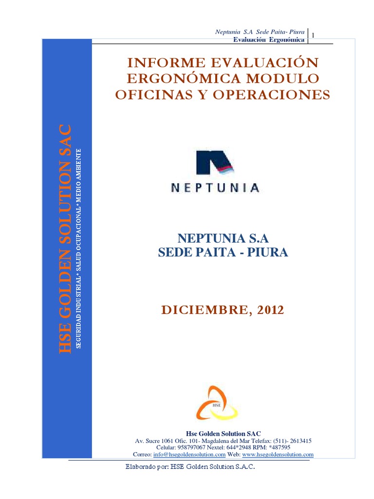 Informe de Ergonomía Paita Piura | PDF | Factores humanos y ergonomía | Science