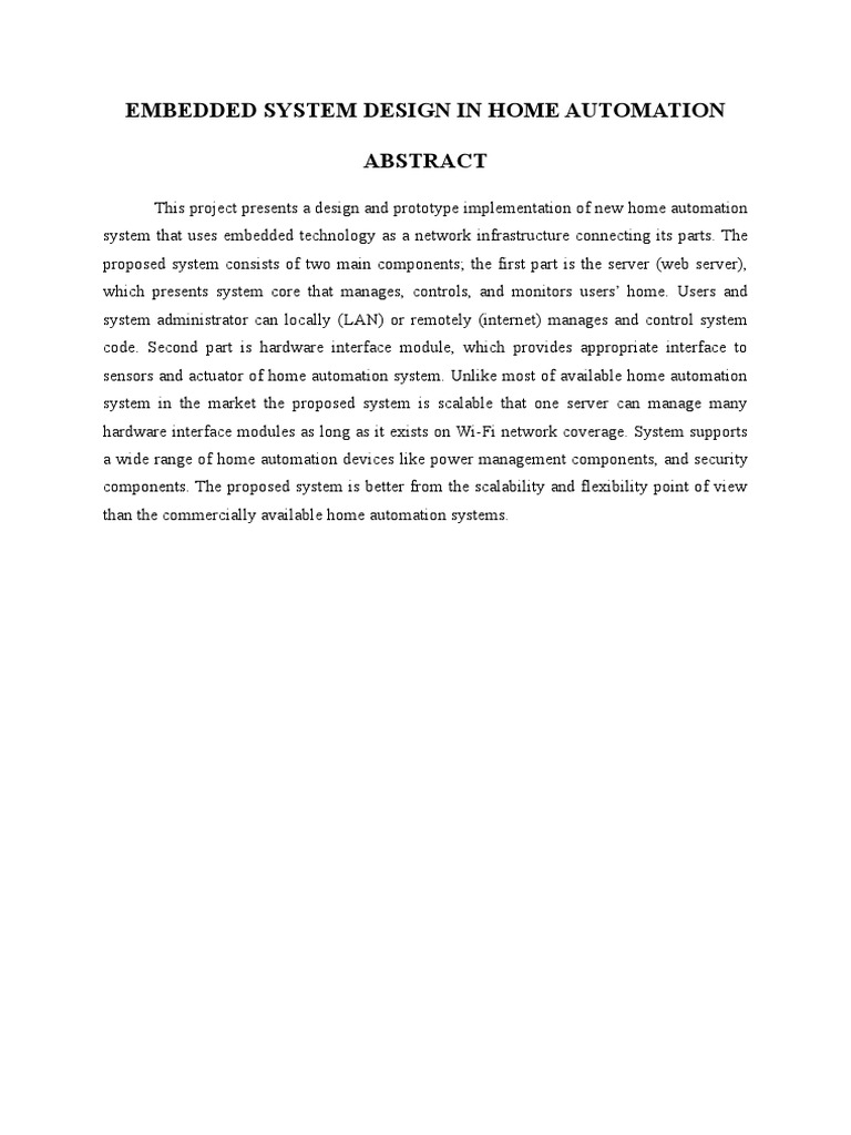 Embedded Systems for Home Automation | PDF