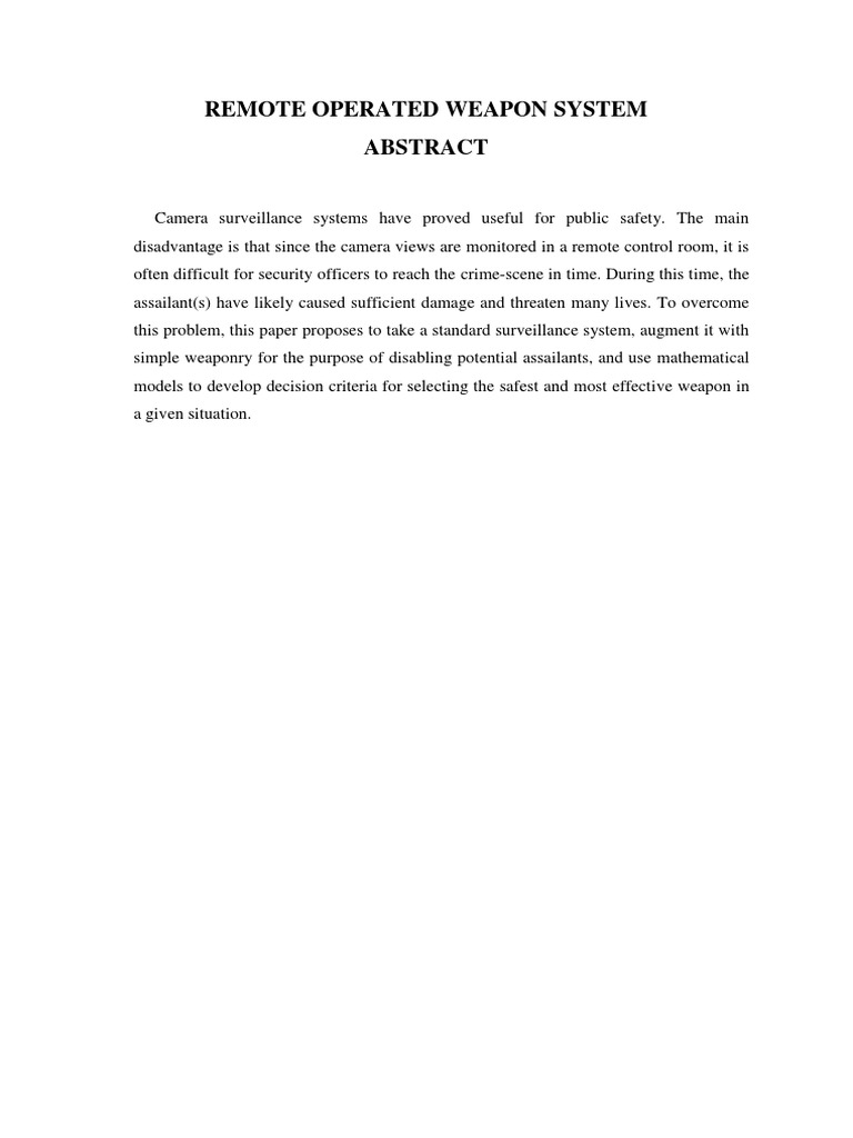 Remote Operated Weapon System | PDF