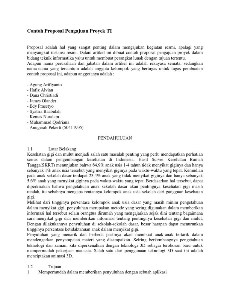 Contoh Proposal Pengajuan Proyek TI | PDF