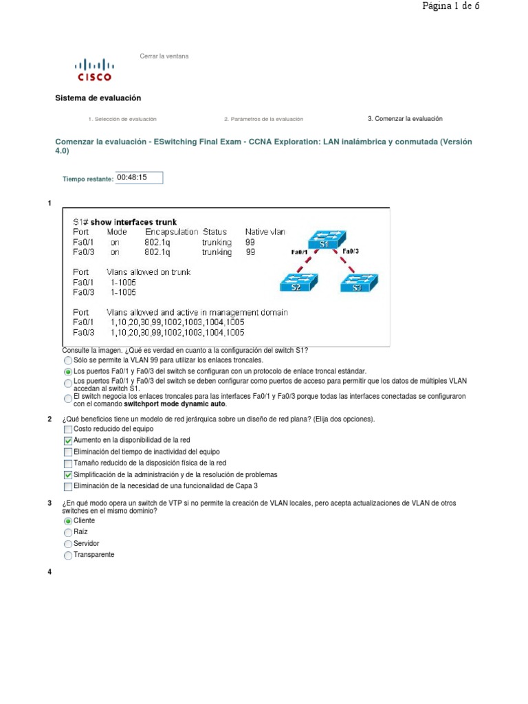 CCNA3 Final | PDF | Enrutador (Computación) | Conmutador de red