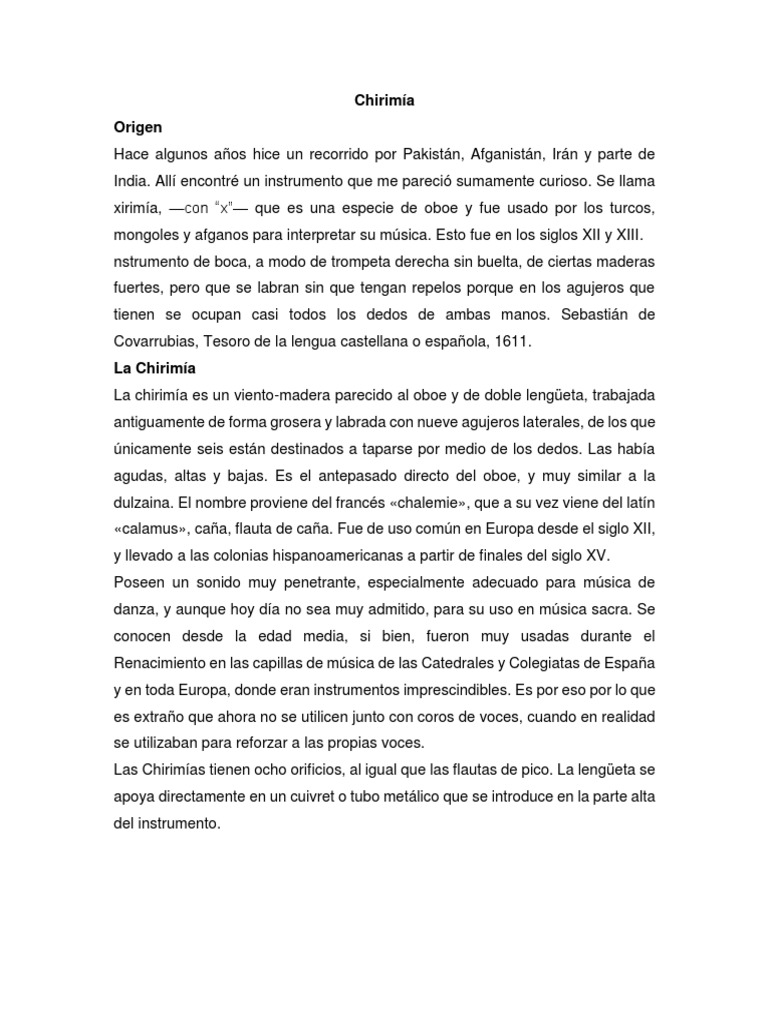 La Chirimía | PDF | Oboe | Flauta