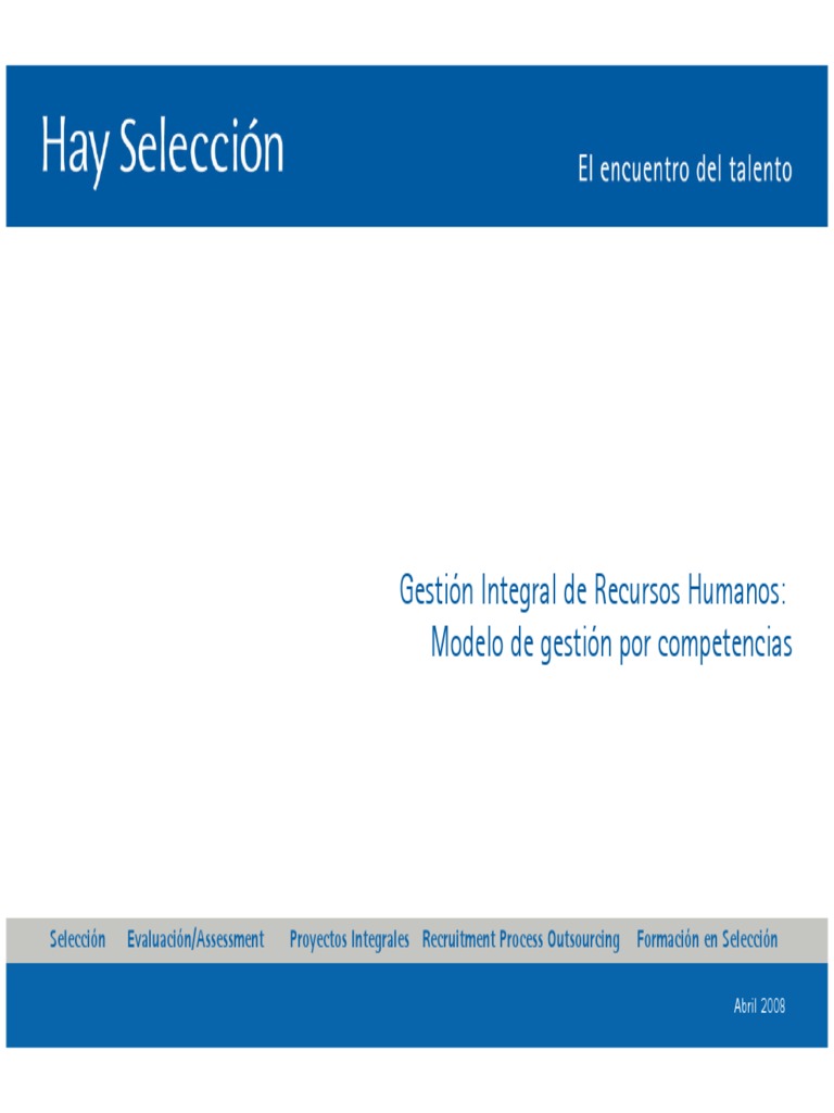 Competencias de Hay McBer PDF | PDF | Gestión del talento | Recursos ...