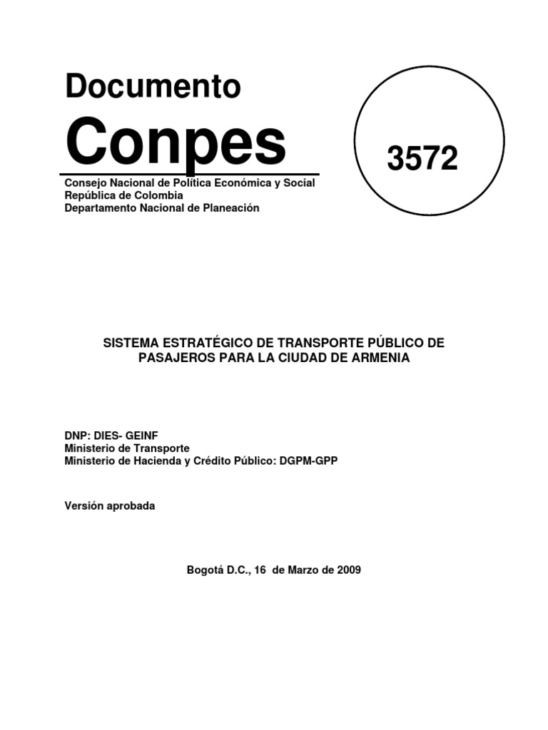Conpes Armenia 3572 | PDF | Transporte | Transporte público
