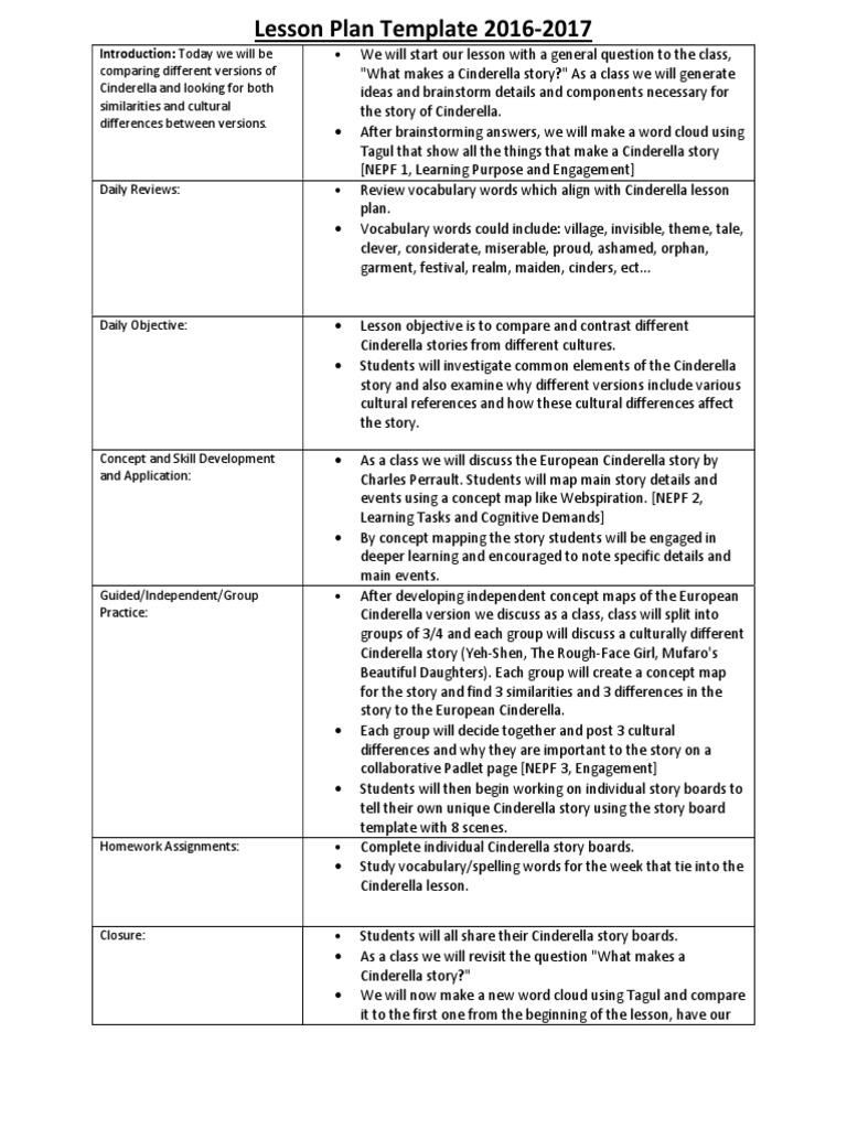 Edu214 Lesson Plan PDF | PDF | Cinderella | Lesson Plan