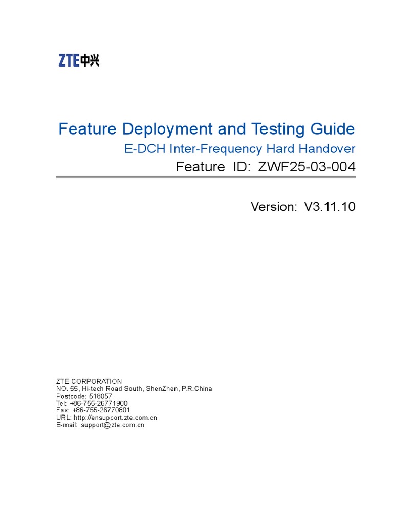 ZWF25!03!004 E-DCH Inter-Frequency Hard Handover | PDF | Copyright ...