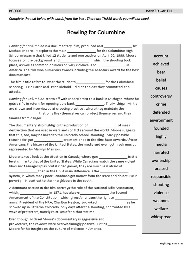 Bowling for Columbine Analysis | PDF | Violence | Crime Thriller
