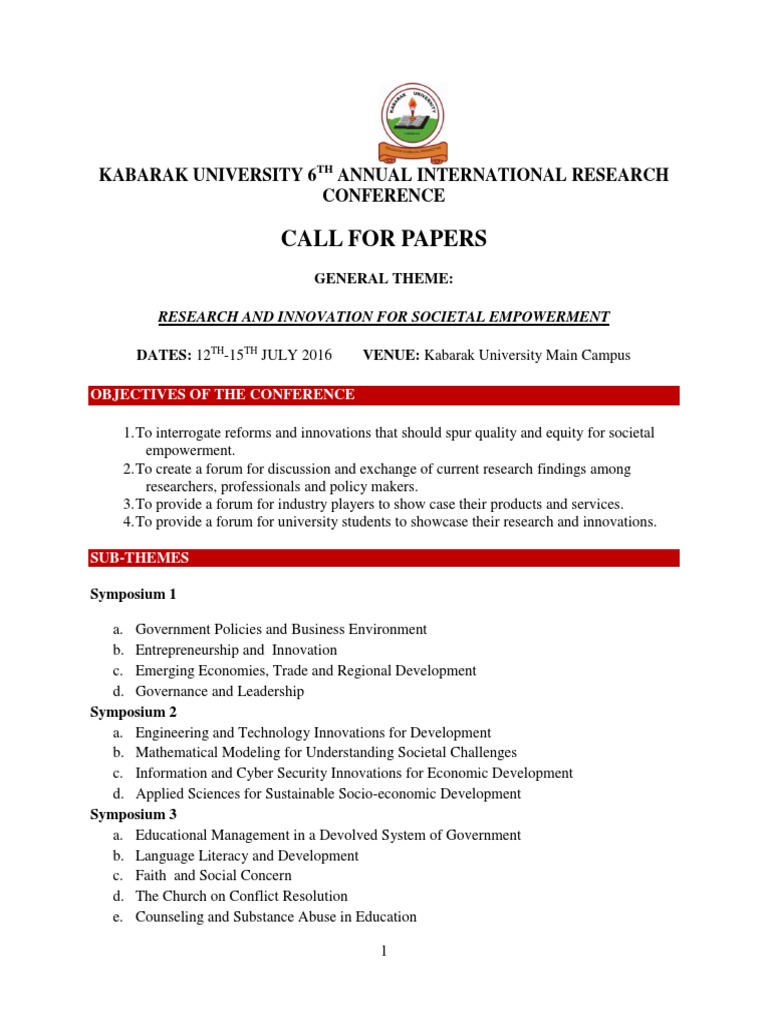 6th Annual Call For Papers | PDF | Innovation | Governance