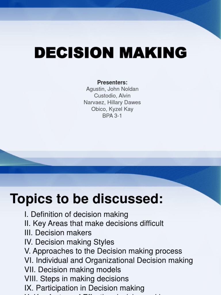 Decision Making | PDF | Decision Making | Behavioural Sciences