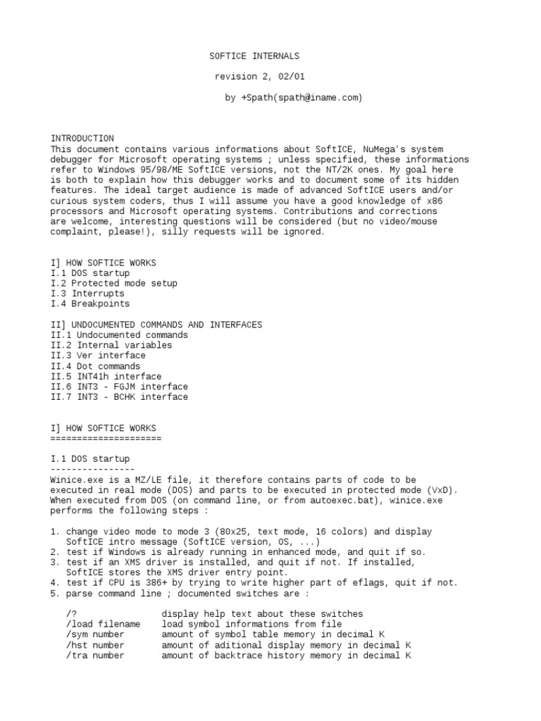 Softice Internals Spath | PDF | Operating System Technology | Software Development