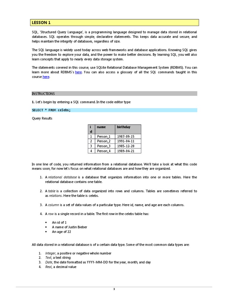 Learn SQL - Codecademy | PDF | Sql | Relational Database