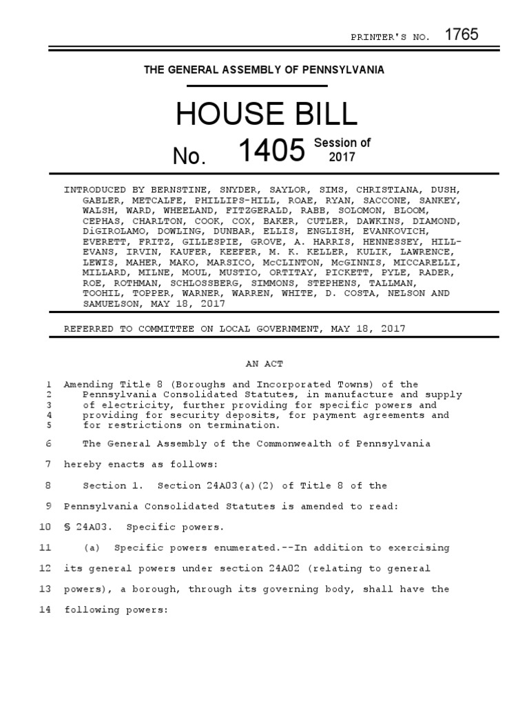 HOUSE BILL No. 1405 | PDF | Guarantee | Poverty In The United States