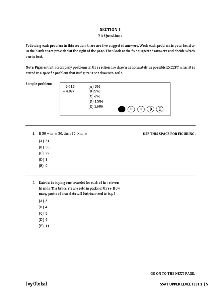 Ssat Pt Math | Mathematics | Science