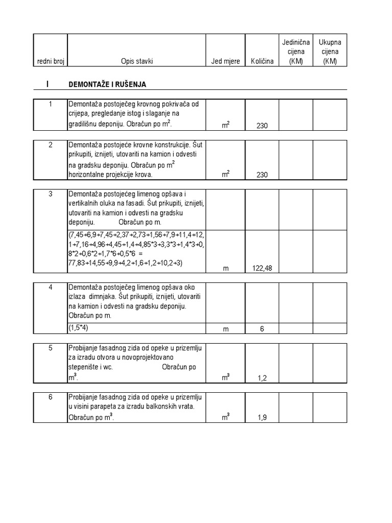 Predmjer I Predračun | PDF