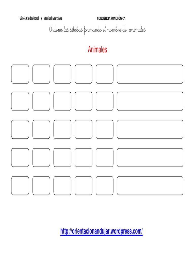 Animales con 5 sílabas y vocales | PDF