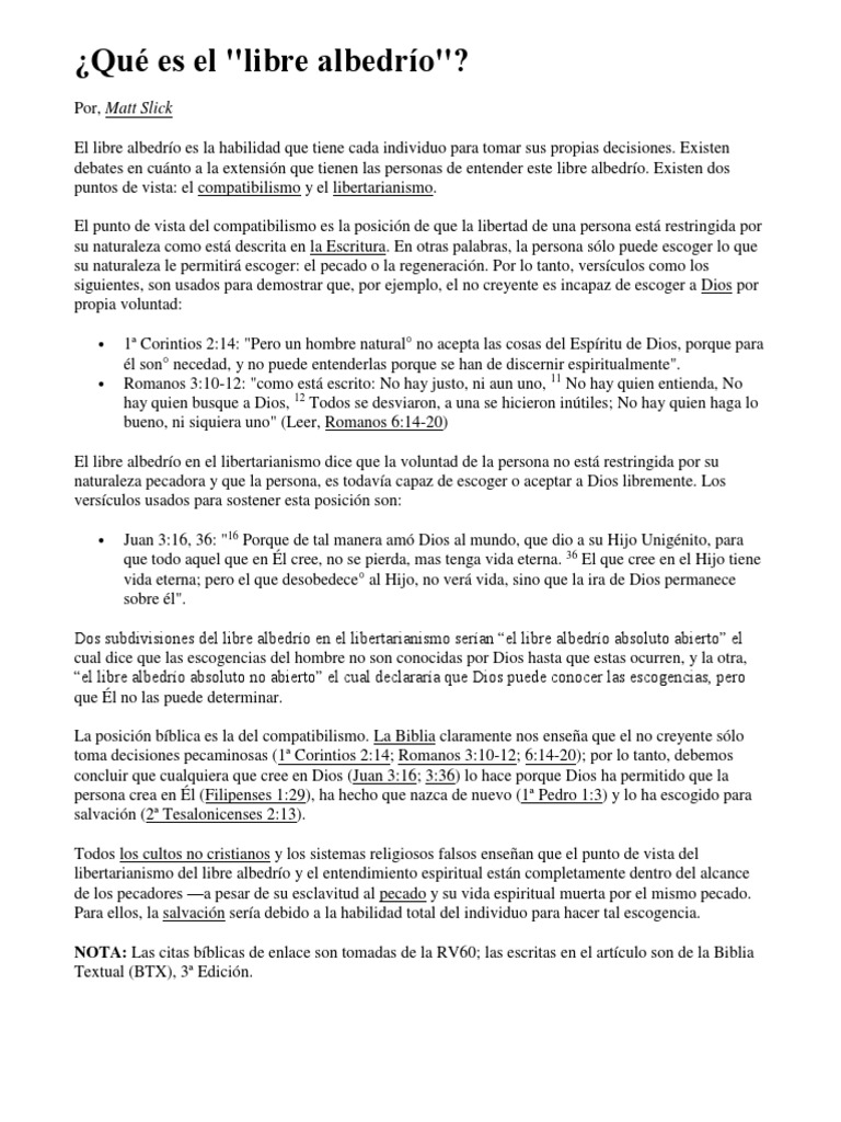 ¿Qué Es El Libre Albedrío | Libre albedrío | Salvación