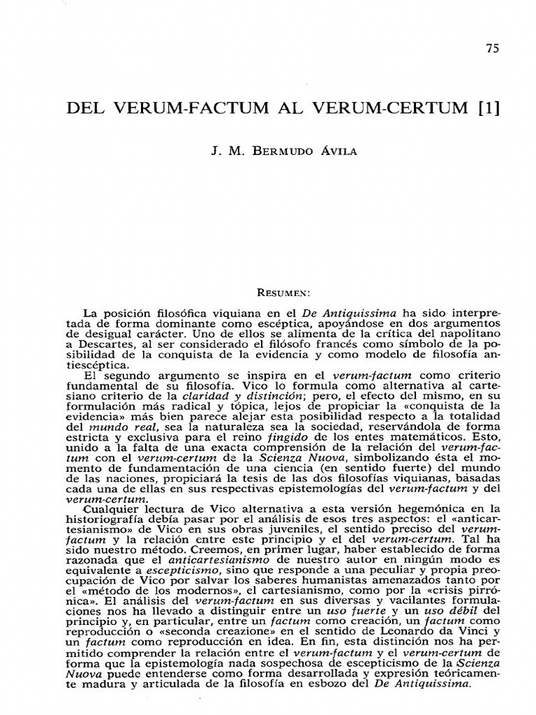 Del Verum-Factum Al Verum-Certum | PDF | Certeza | Verdad