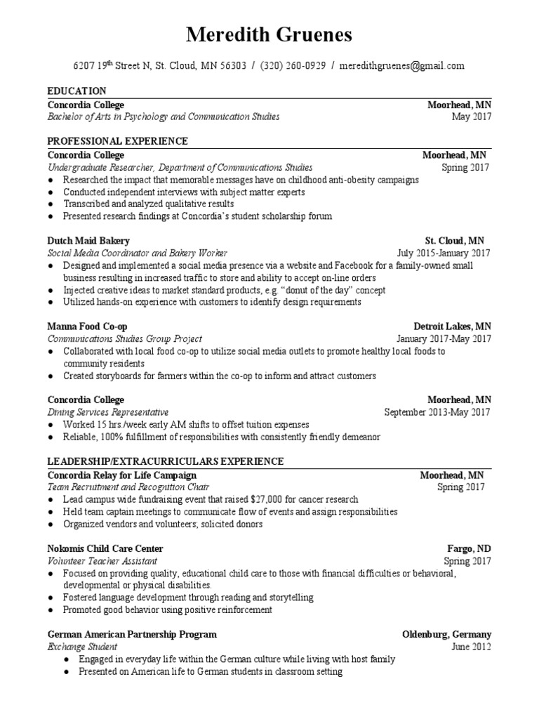 Meredith Grueness Resume | PDF | Social Media | Popular Culture & Media ...