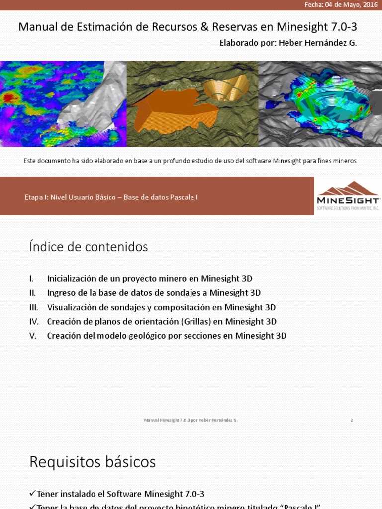 Manual Minesight Parte I Básico - Heber Hernández G. | PDF | Programa de computadora | Programación