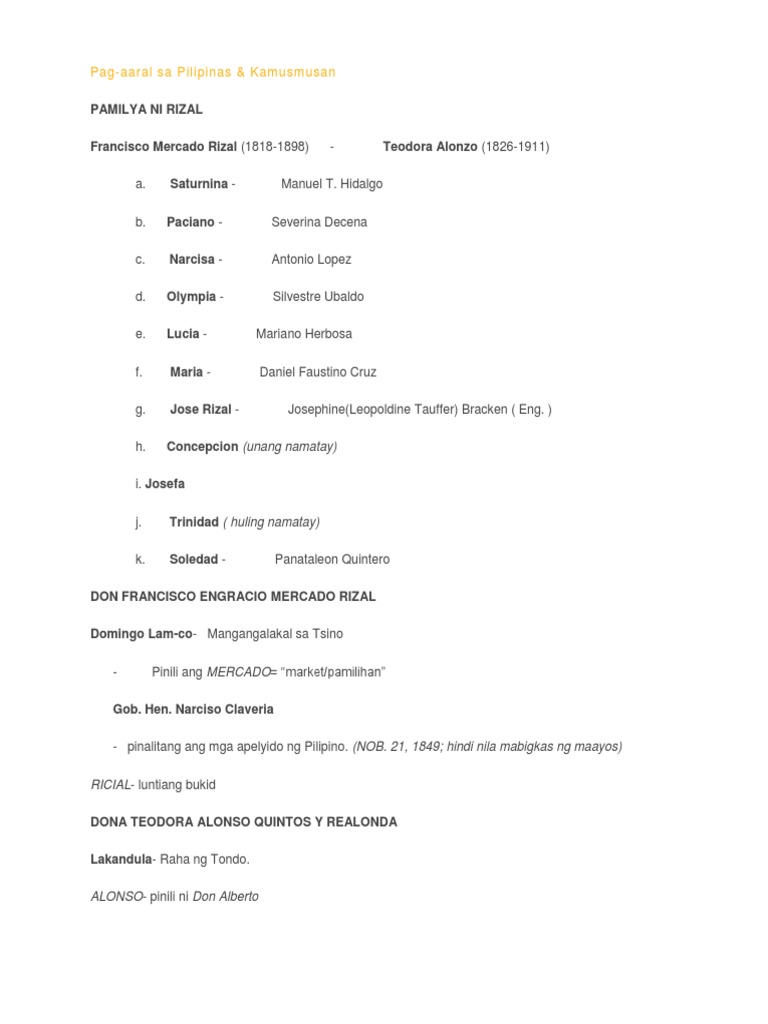 Rizal Education (Pag-Aaral Ni Rizal) | PDF