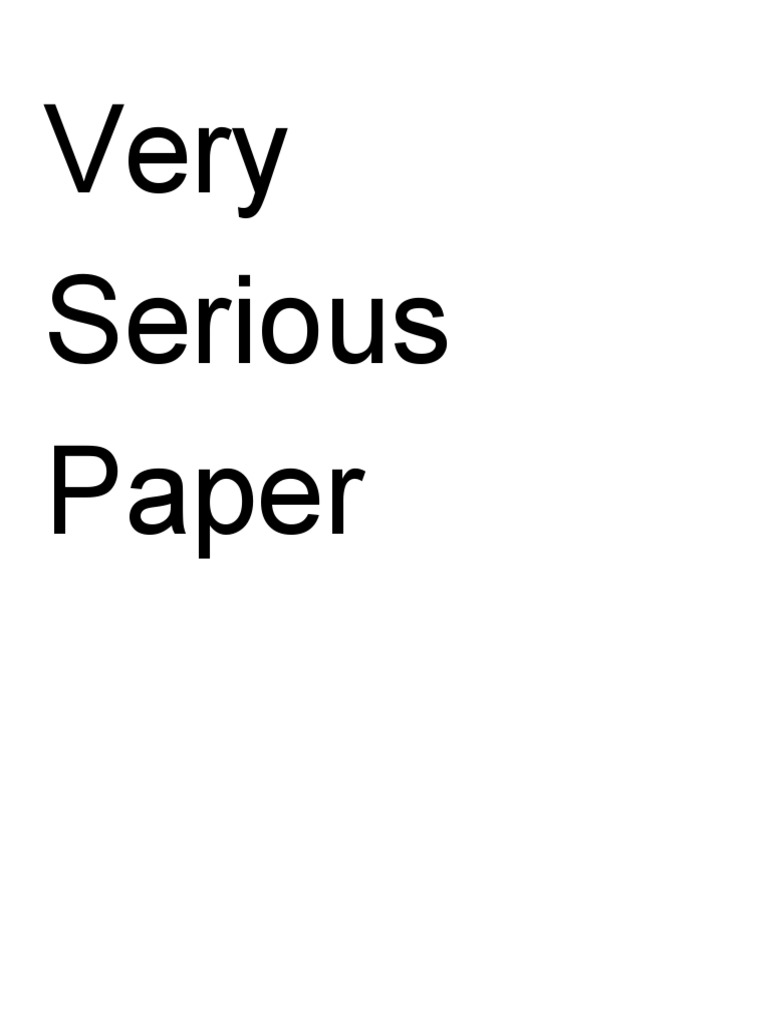 Very Serious Paper Analysis | PDF