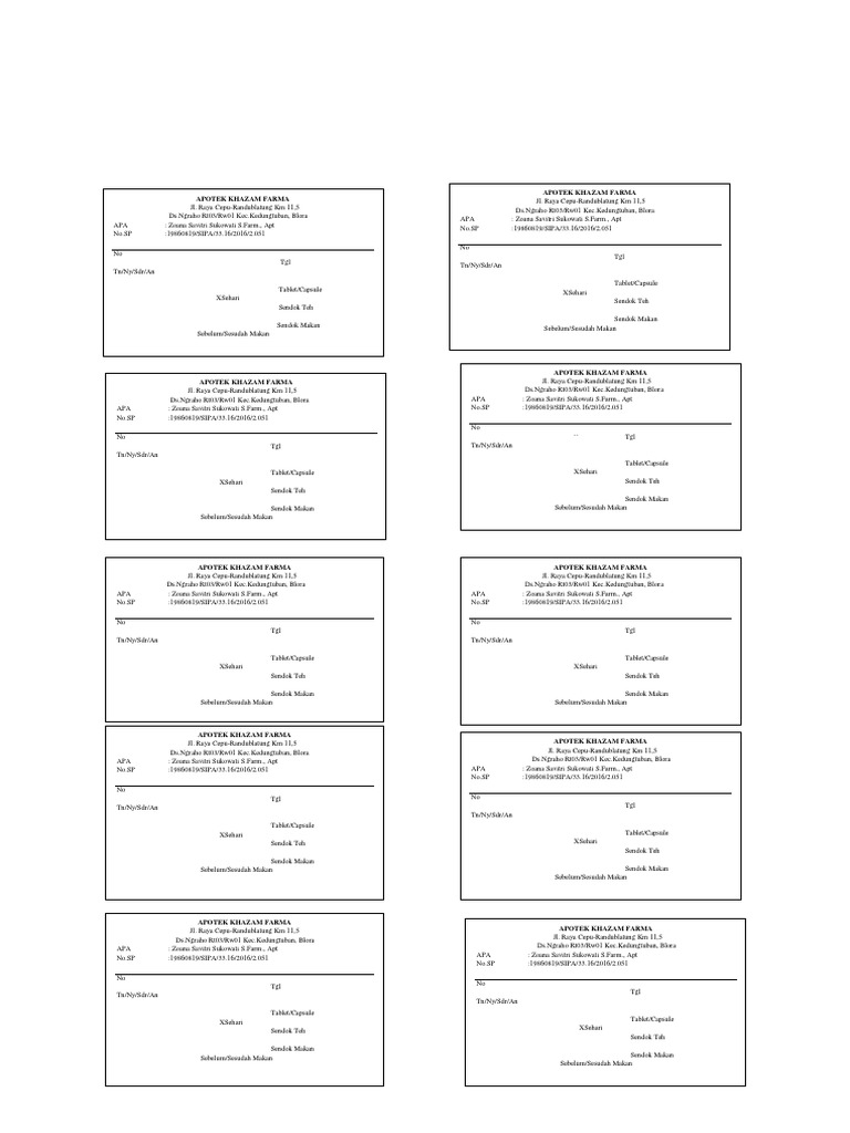 Etiket Apotek 2 | PDF
