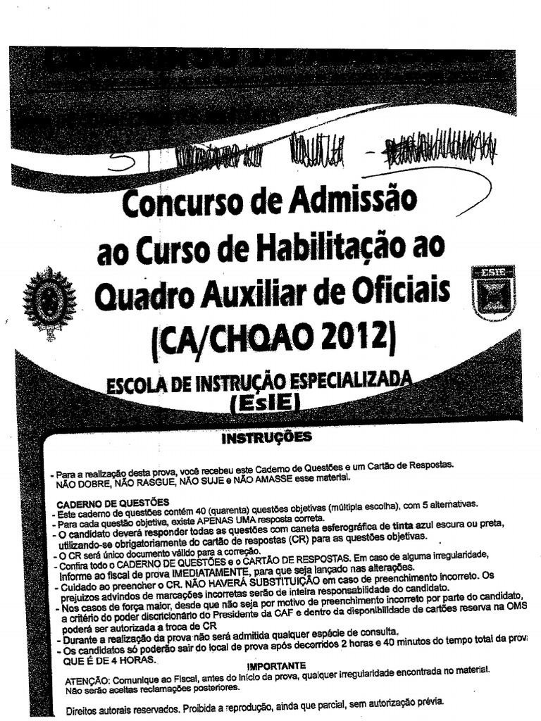 Prova CHQAO 2012 | PDF