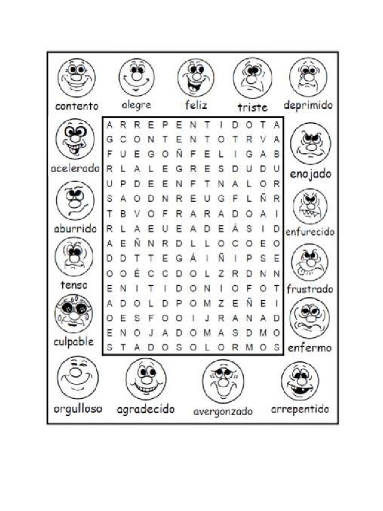 Sopa de Letras Emociones | PDF